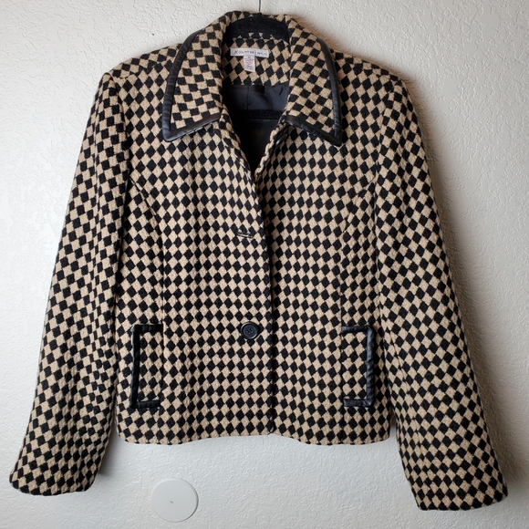 JM Collection | Jackets & Coats | Harlequin Jacket In Tan And Black ...